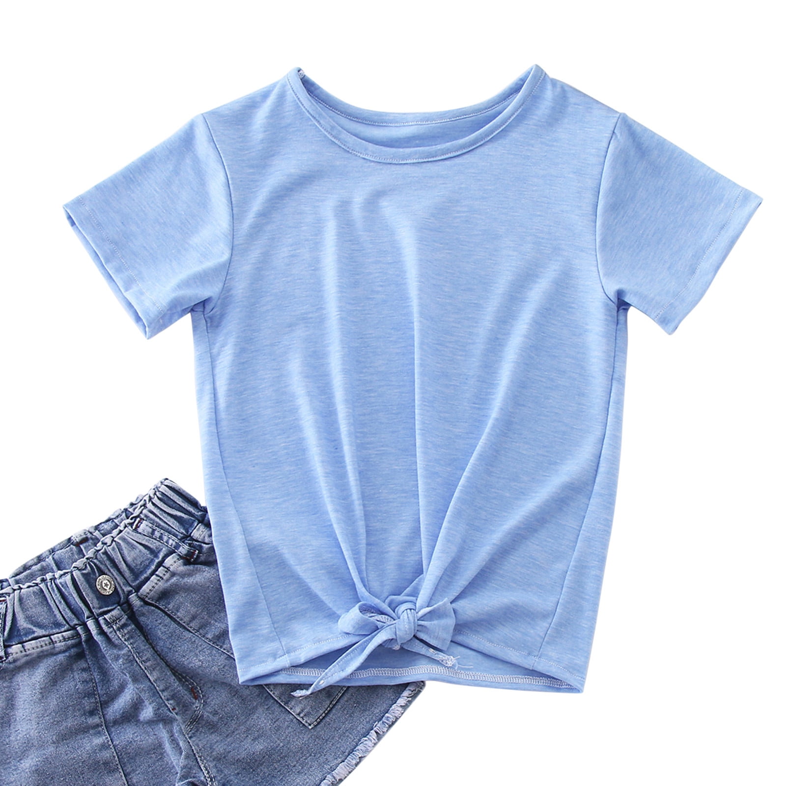 adviicd Strap Less Tops for Teen Girls Little Girls Tie Front Knot T ...