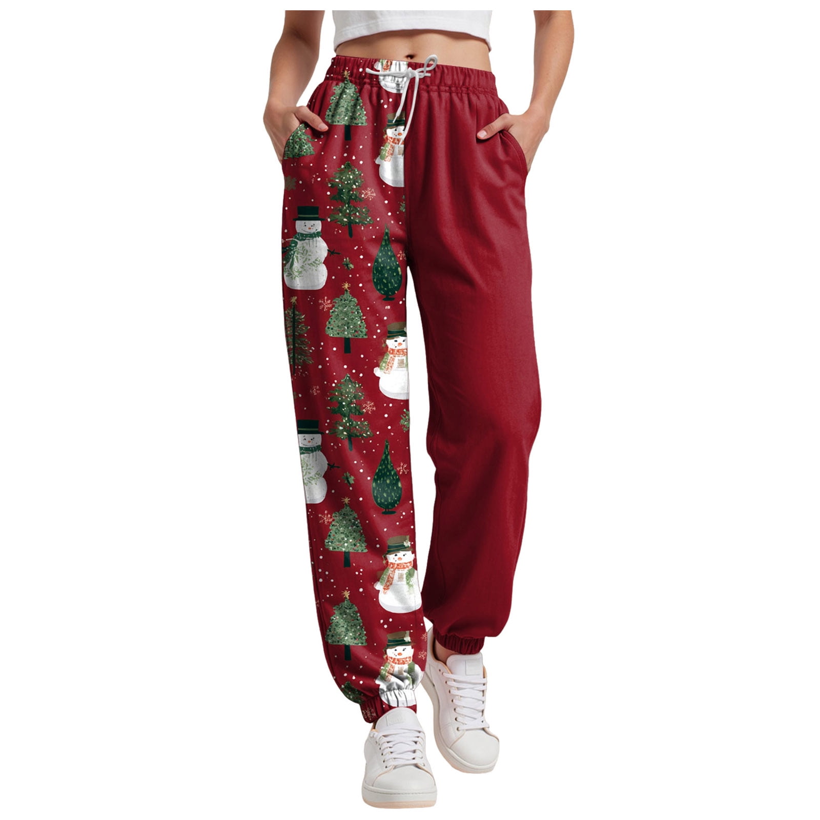 adviicd Sweatpants for Women High Waisted Christmas Print Wide Leg ...
