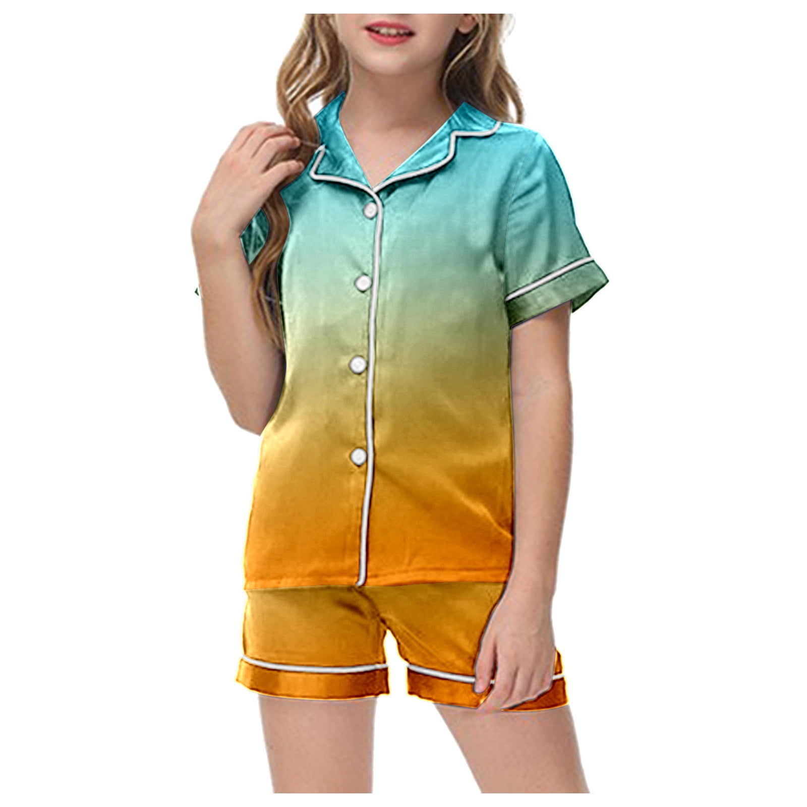 adviicd Pajamas for Girls Girls Pajamas Set, Soft Satin Lightweight ...