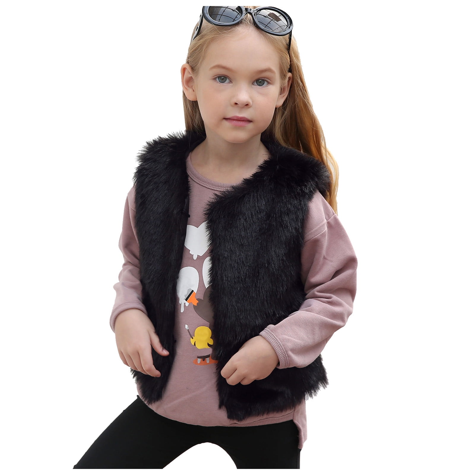 adviicd Toddler Vest Girl Little Girls Sherpa Vest Outerwear ...