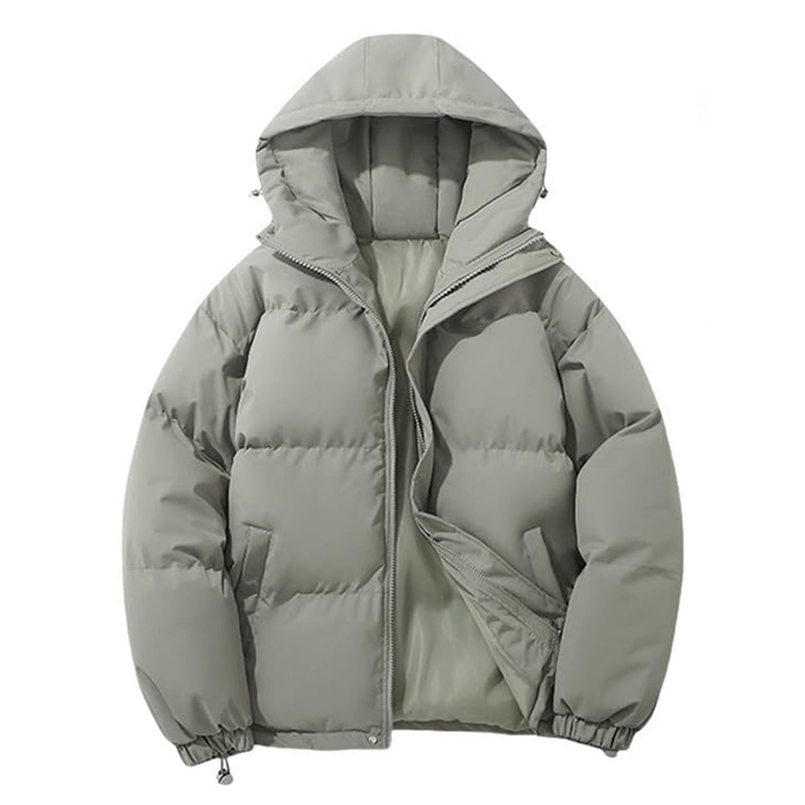 adviicd Unisex Couple's Thick Warm Hooded Puffer Coat, Loose Fit ...