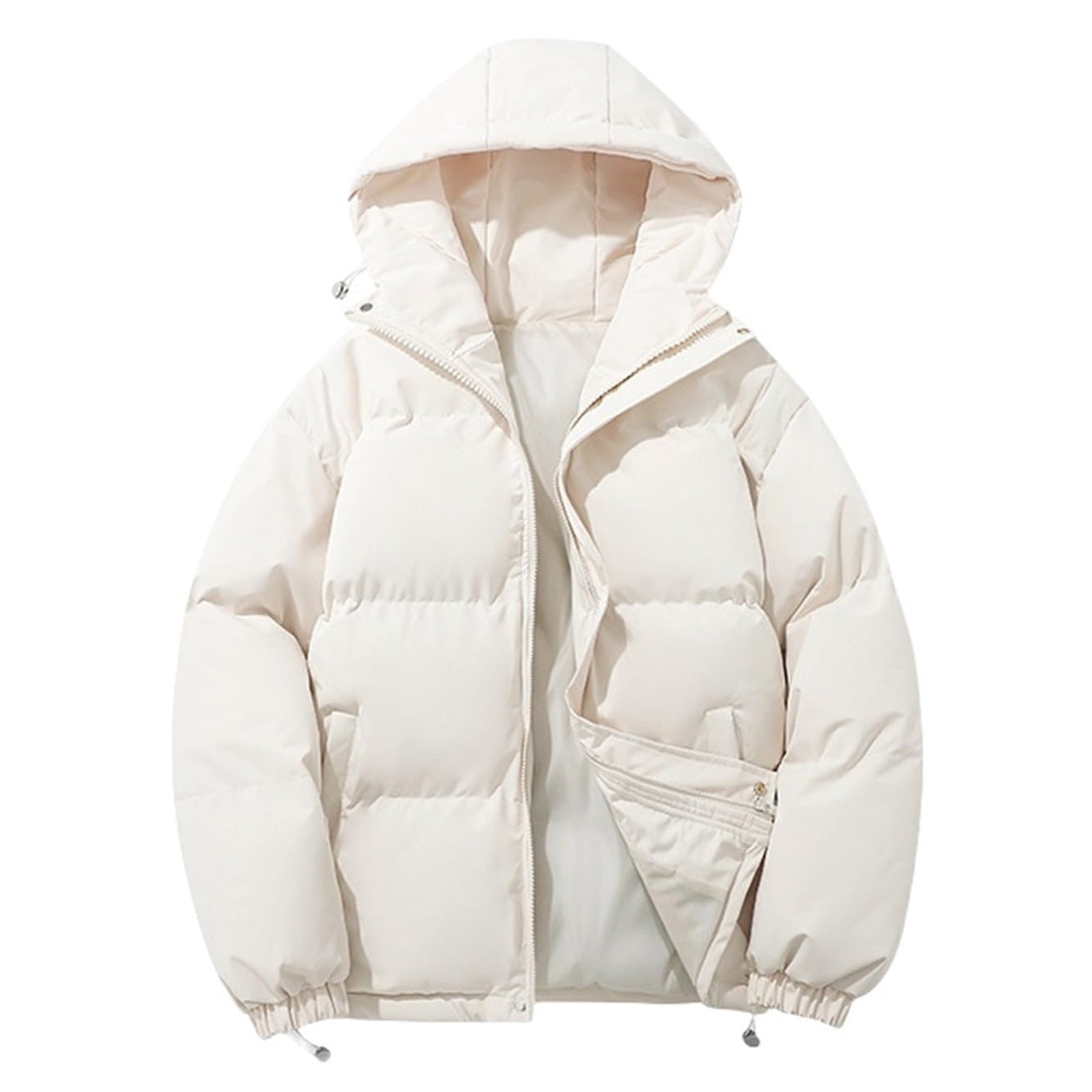 adviicd Unisex Couple's Thick Warm Hooded Puffer Coat, Loose Fit ...