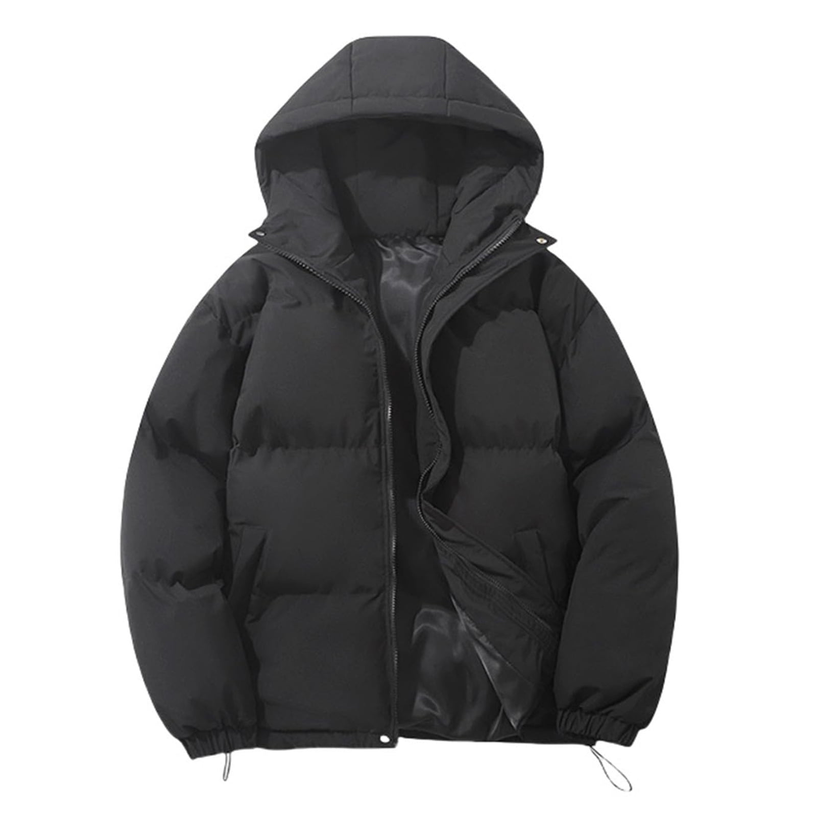 adviicd Unisex Couple's Thick Warm Hooded Puffer Coat, Loose Fit ...