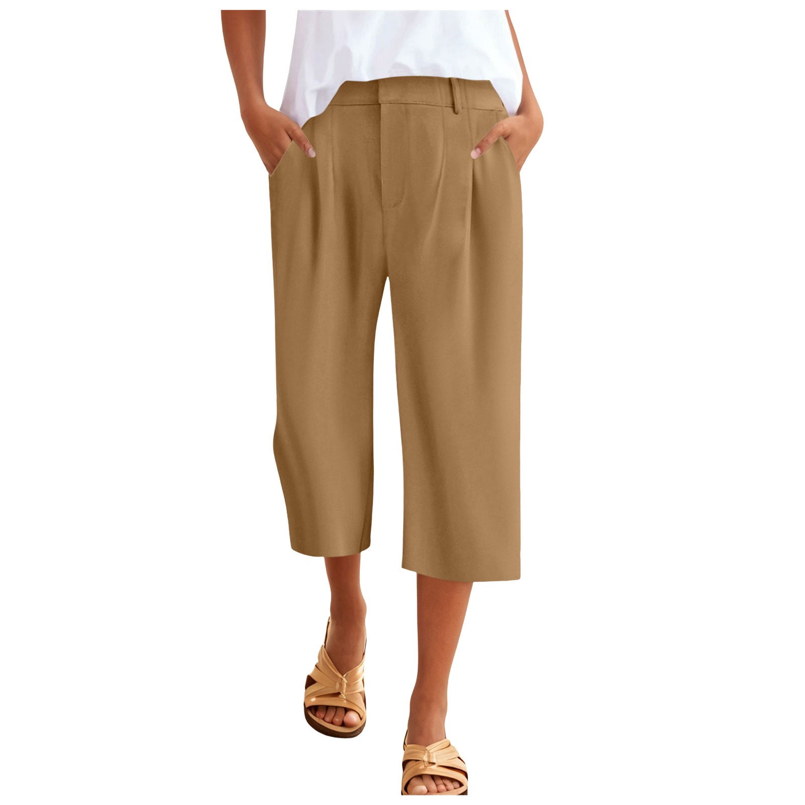 adviicd Wide Leg Capri Pants for Women Work Business Casual High ...