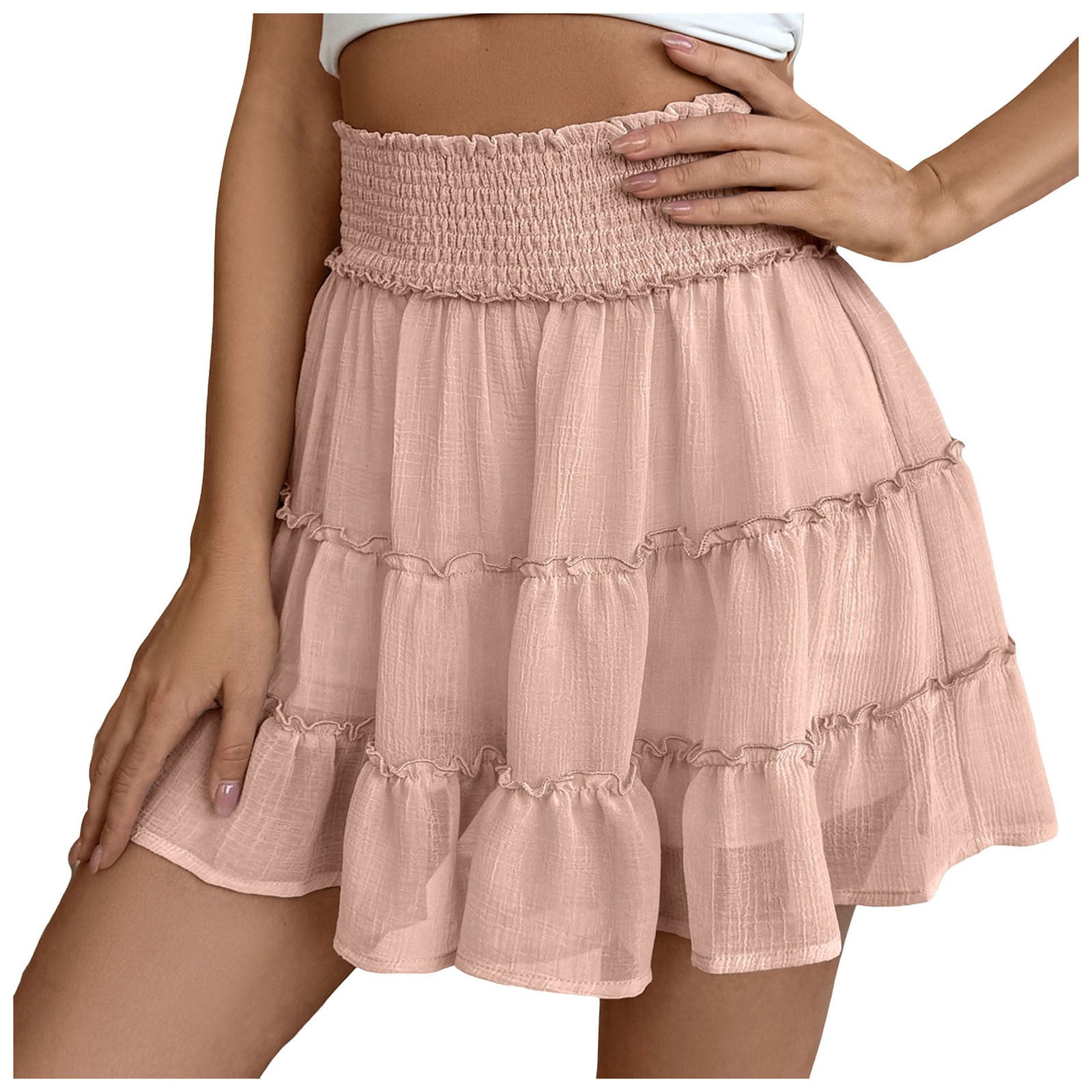 adviicd Women Chiffon Skirts High Waist Ruffle Mini Skirts Tennis Golf ...