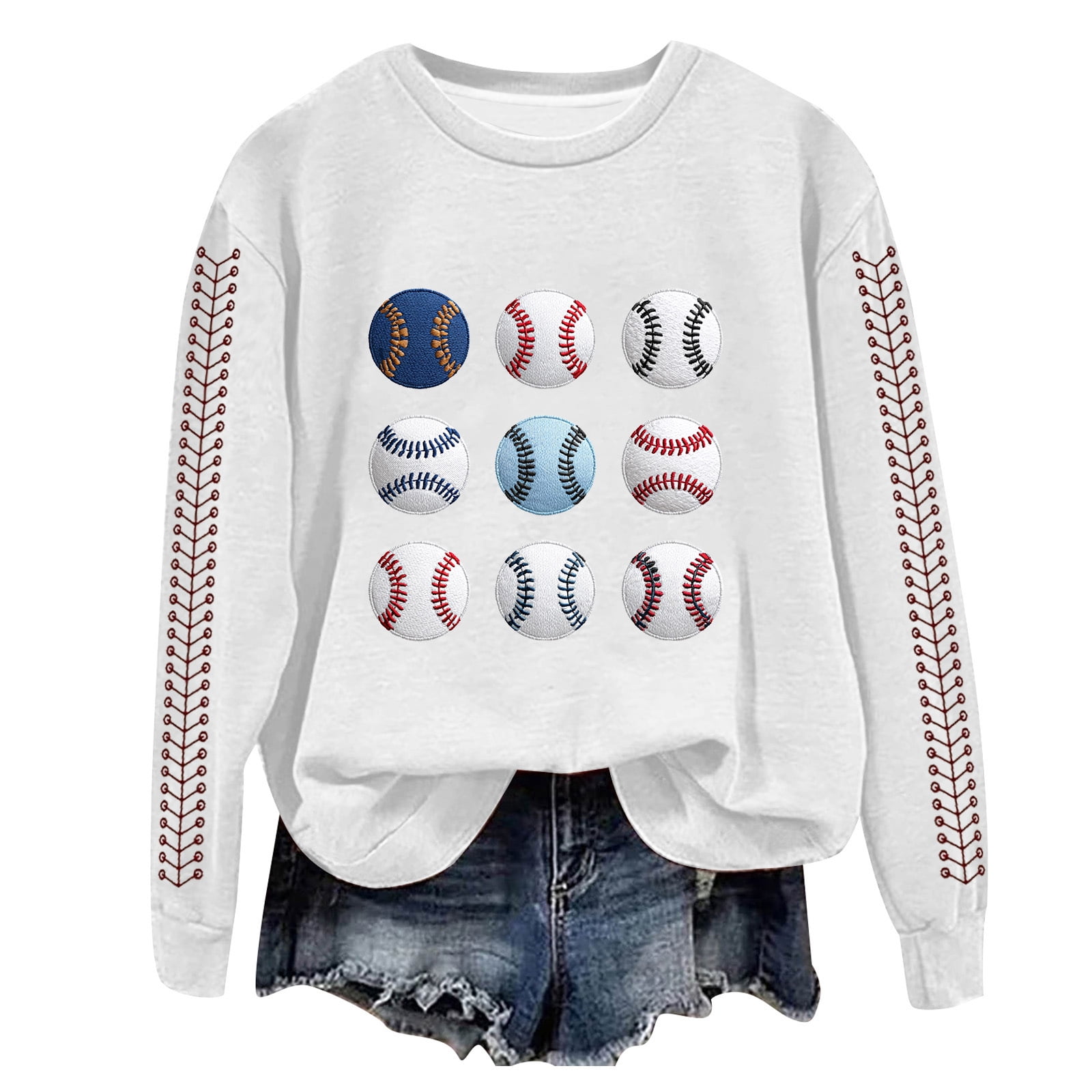 adviicd Women Oversized Baseball Sweatshirts Game Day Long Sleeve ...