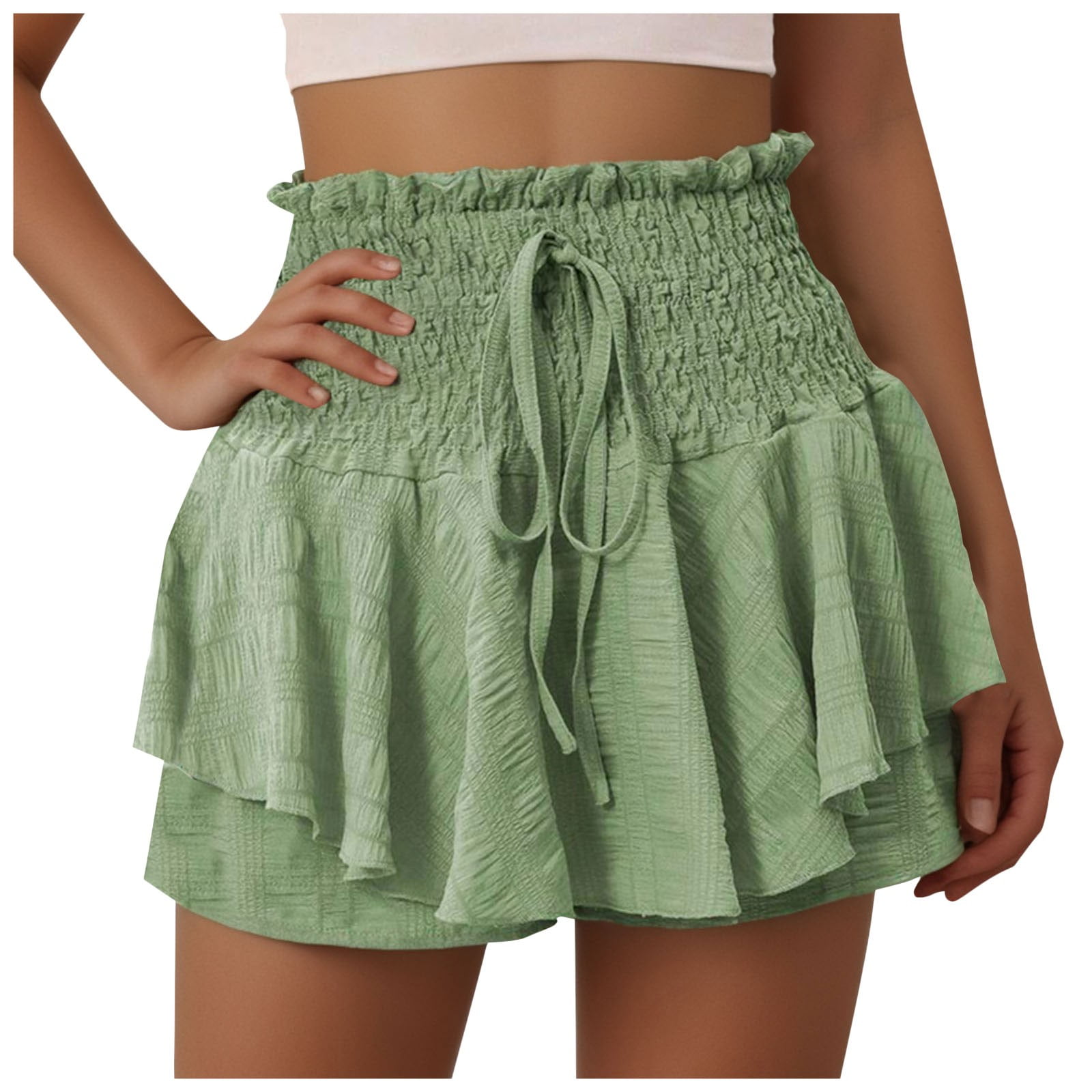 adviicd Women Shorts Linen Rayon Floral Loose Fit Pleated High Cut ...
