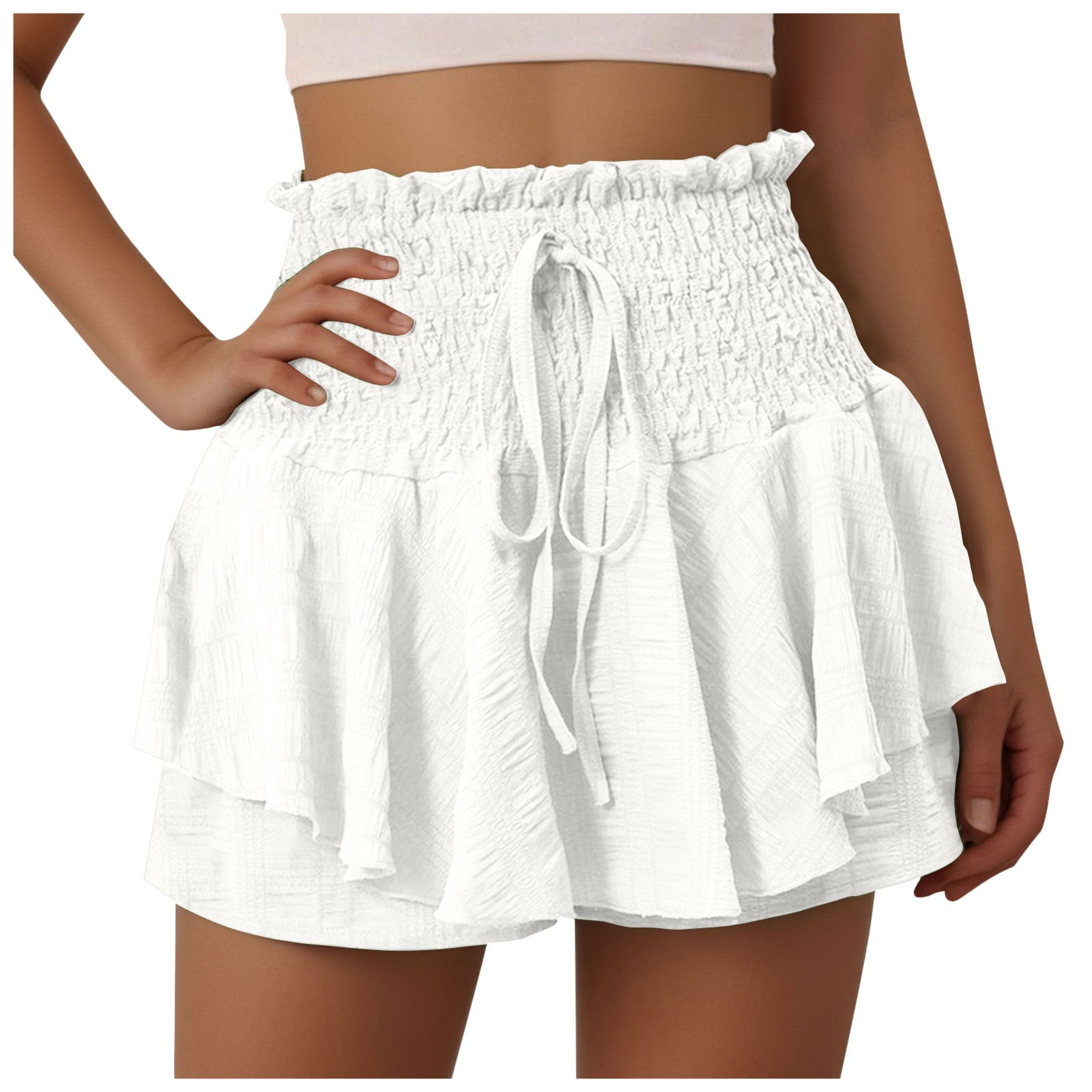 adviicd Women Shorts Linen Rayon Floral Loose Fit Pleated High Cut ...