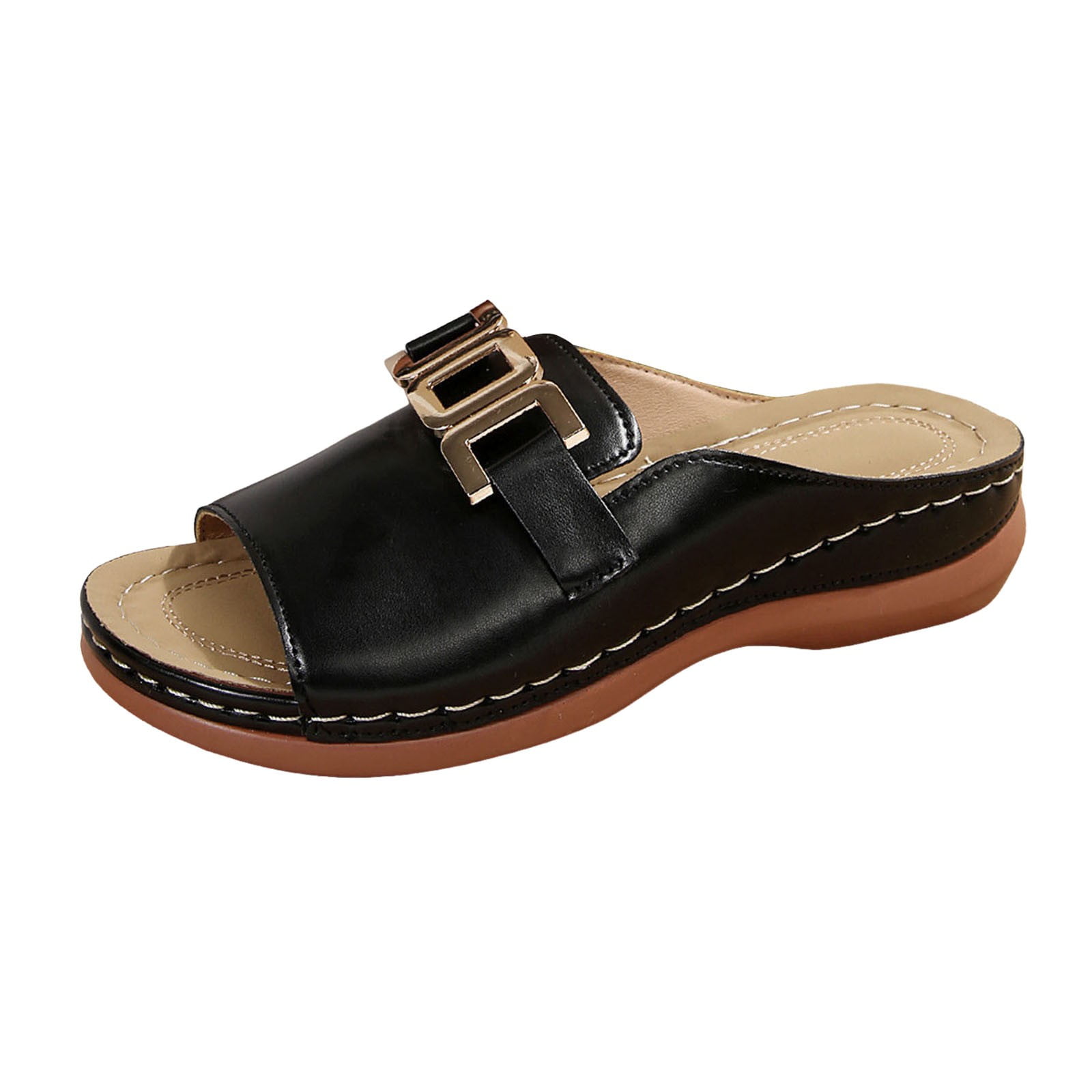 adviicd Women Wedge Sandals Dressy Soft Leather Sandal Rubber Sole ...