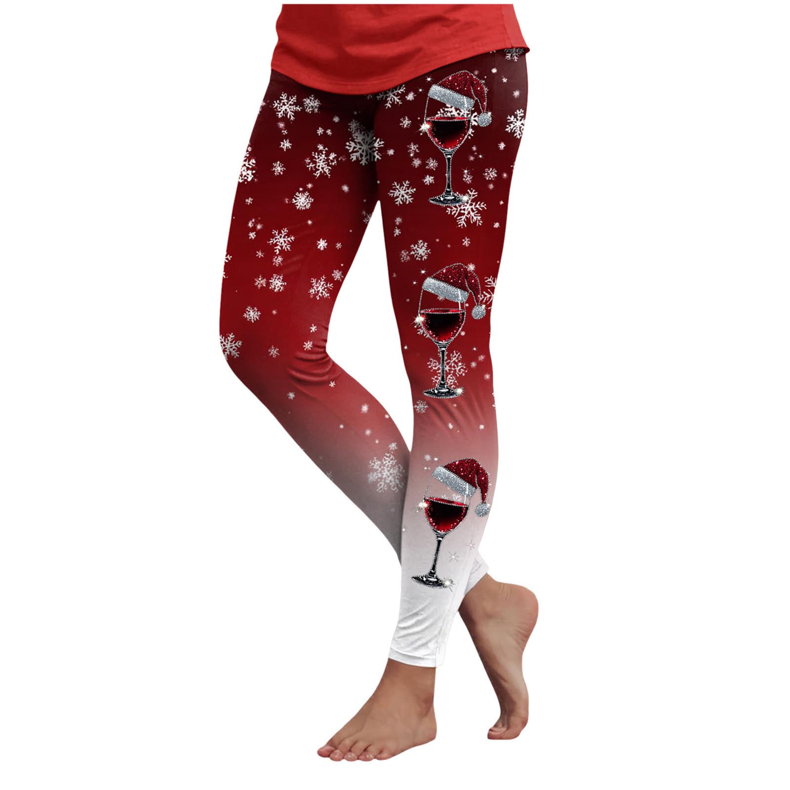 adviicd Women's Christmas Leggings High Waist Yoga Pants Gradient Red ...