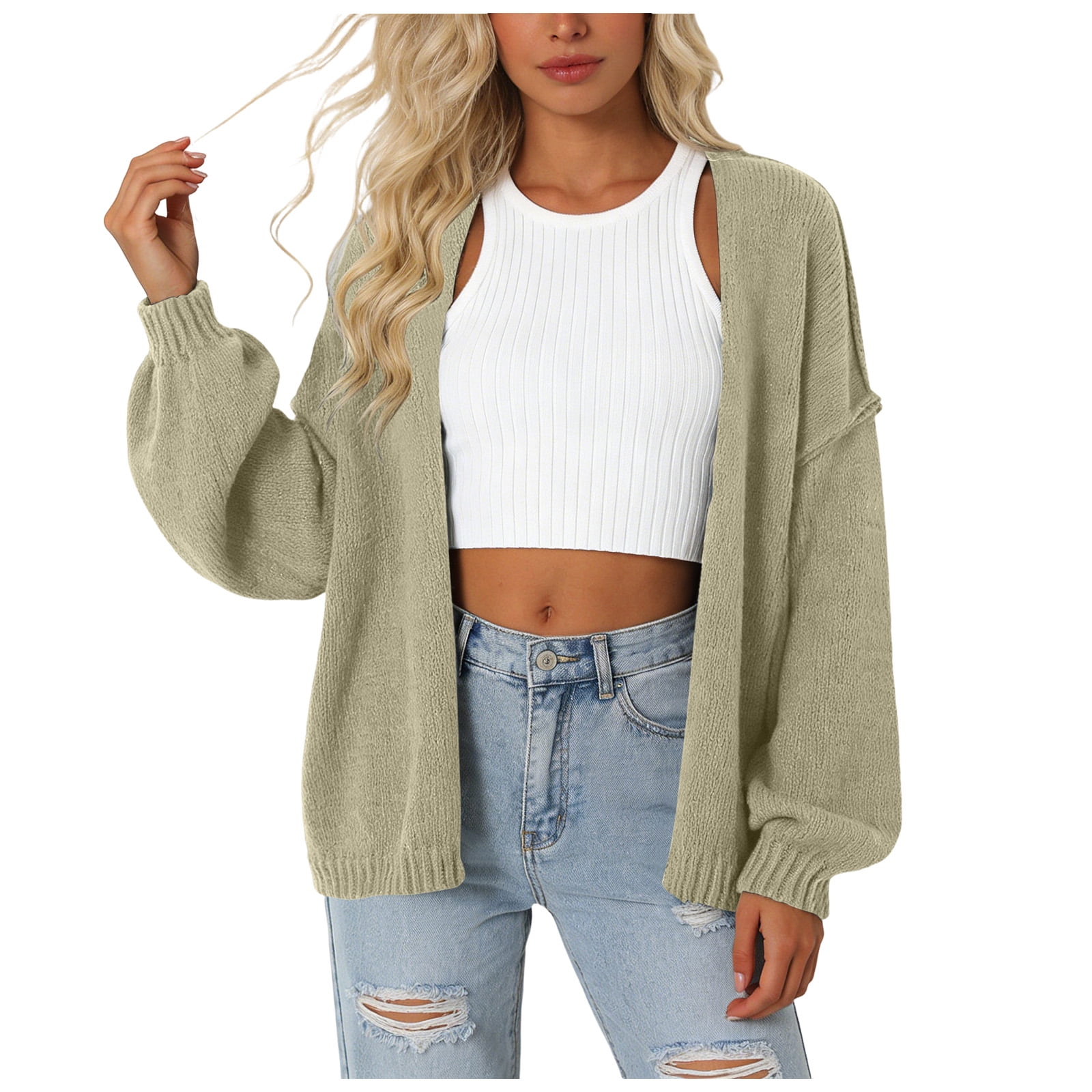 adviicd Women's Chunky Cardigan Sweaters Fall Open Front Long Sleeve ...