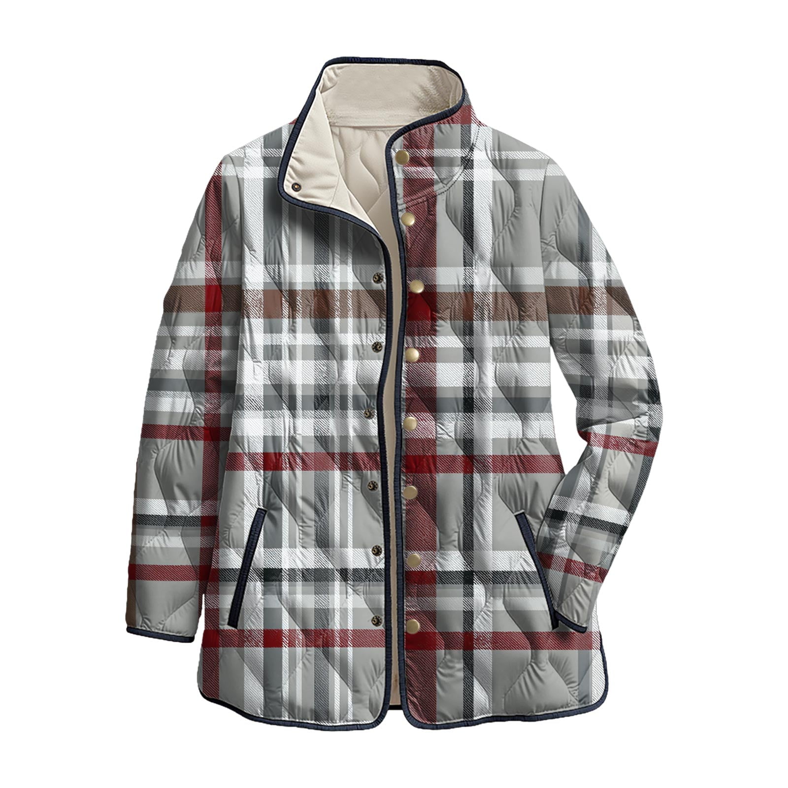 adviicd Women's Fall Printed Quilted Packable Puffer Jacket Long Sleeve ...