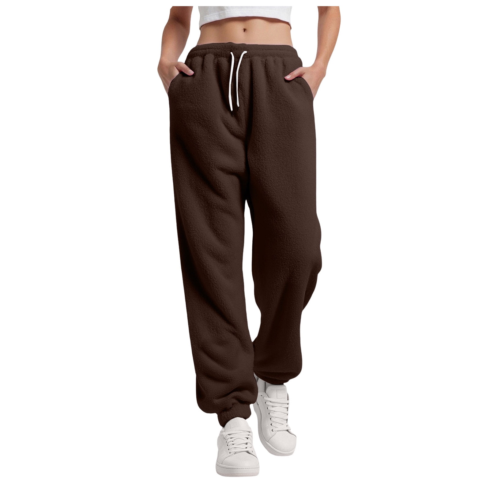 adviicd Women's Flannel Pants Straight Wide Leg Fuzzy Sweatpants ...