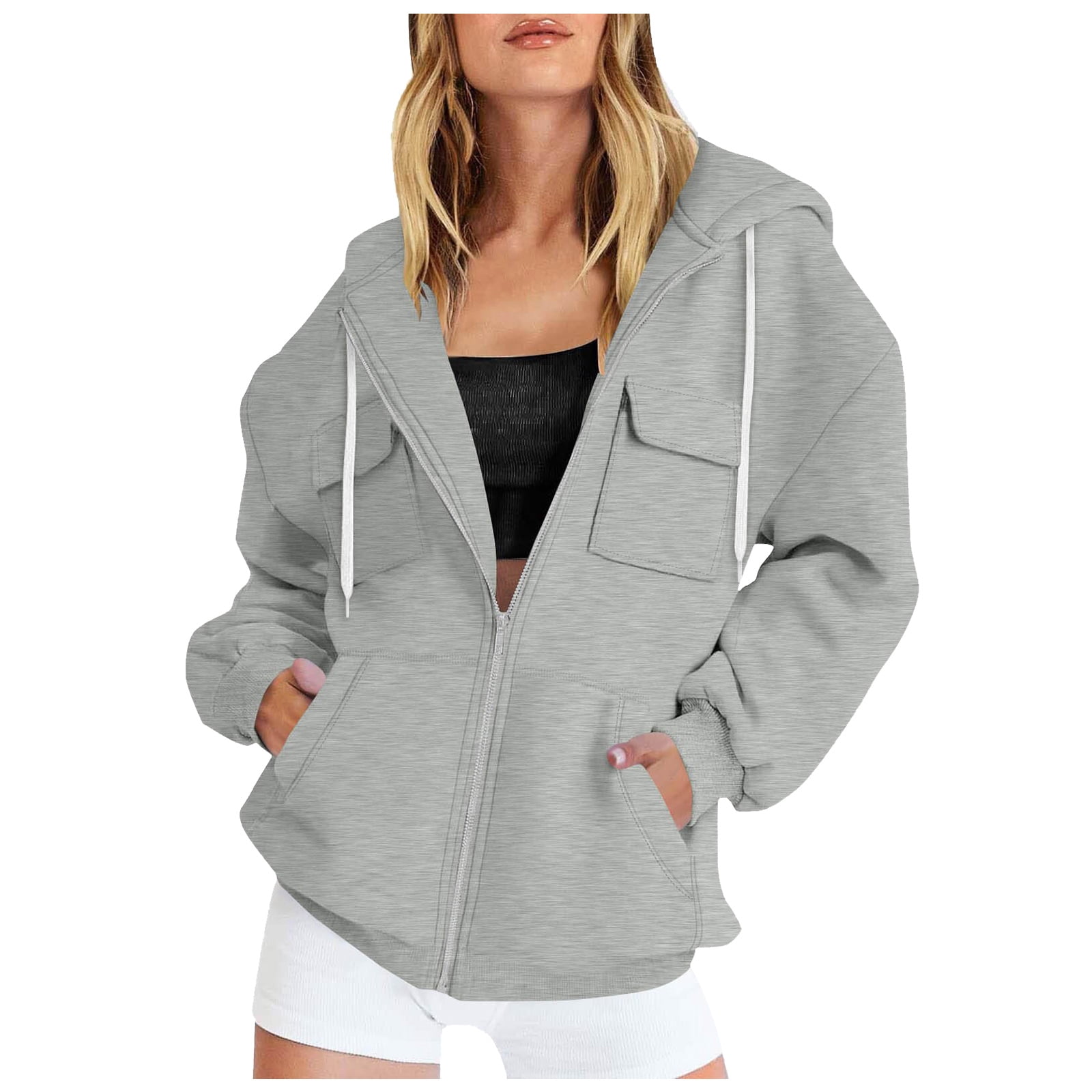 adviicd Women's Fleece Zip Up Hooded Jacket, Cozy Long Sleeve ...