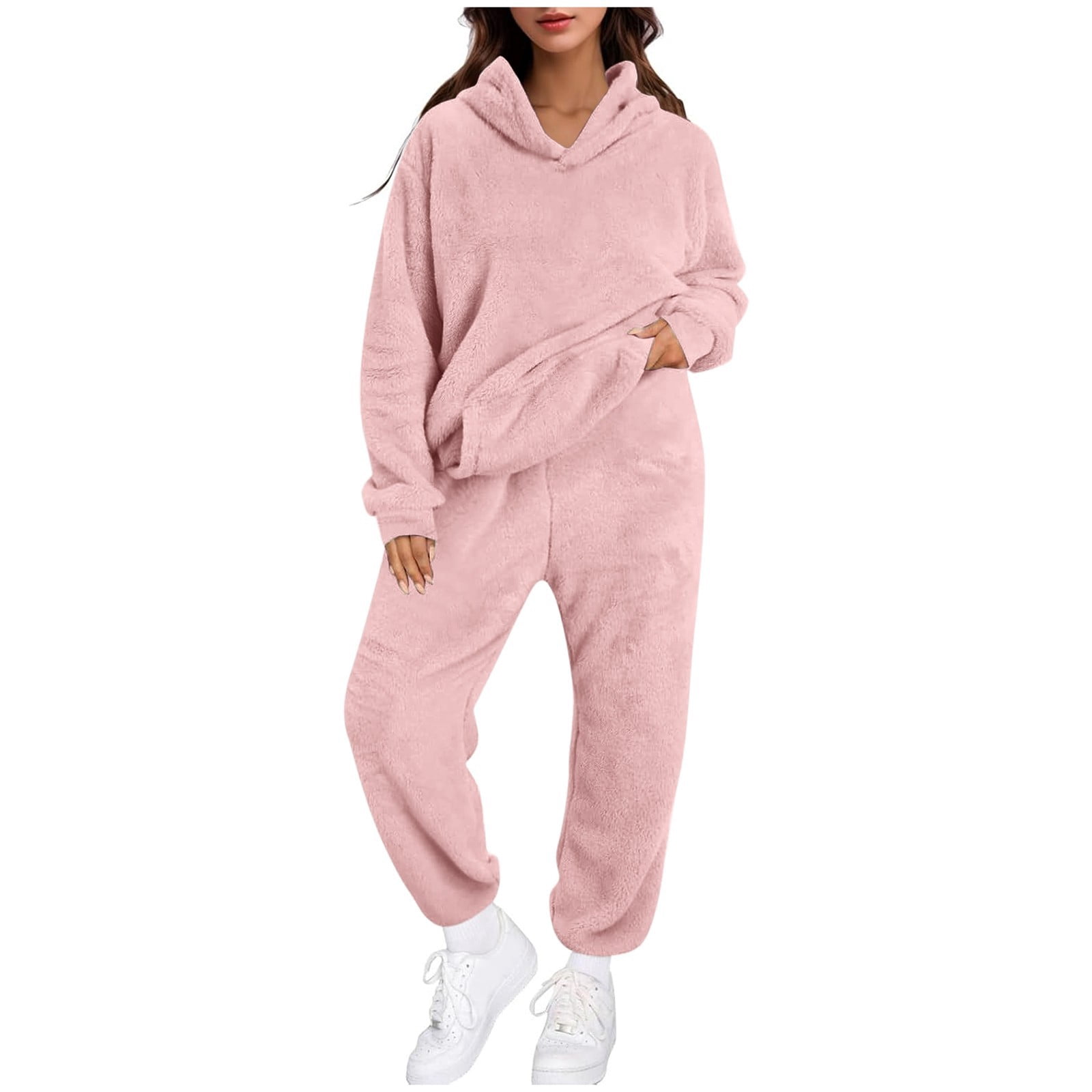 adviicd Women's Fuzzy Fleece Sweatsuits Sets Loungewear Long Sleeve ...