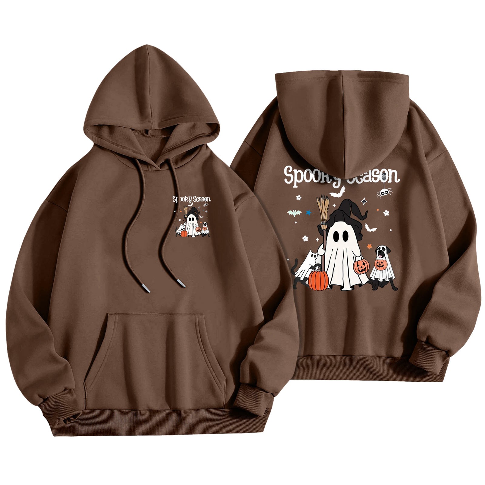 adviicd Women's Halloween Spooky Season Hoodie,Cute Ghost Graphic ...