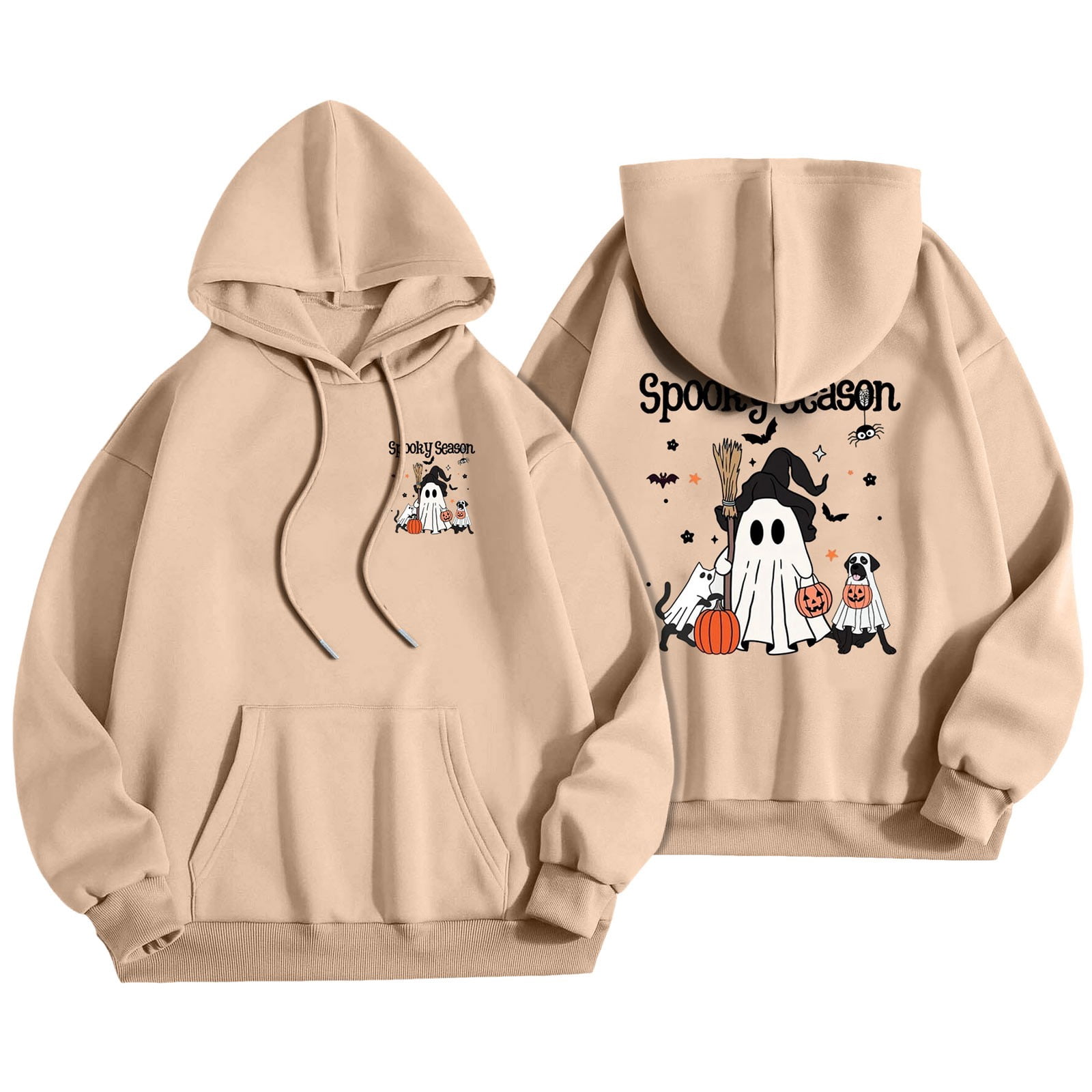 adviicd Women's Halloween Spooky Season Hoodie,Cute Ghost Graphic ...