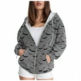 adviicd Women's Halloween Zip Hoodie Fall Outfits - Soft Crewneck ...