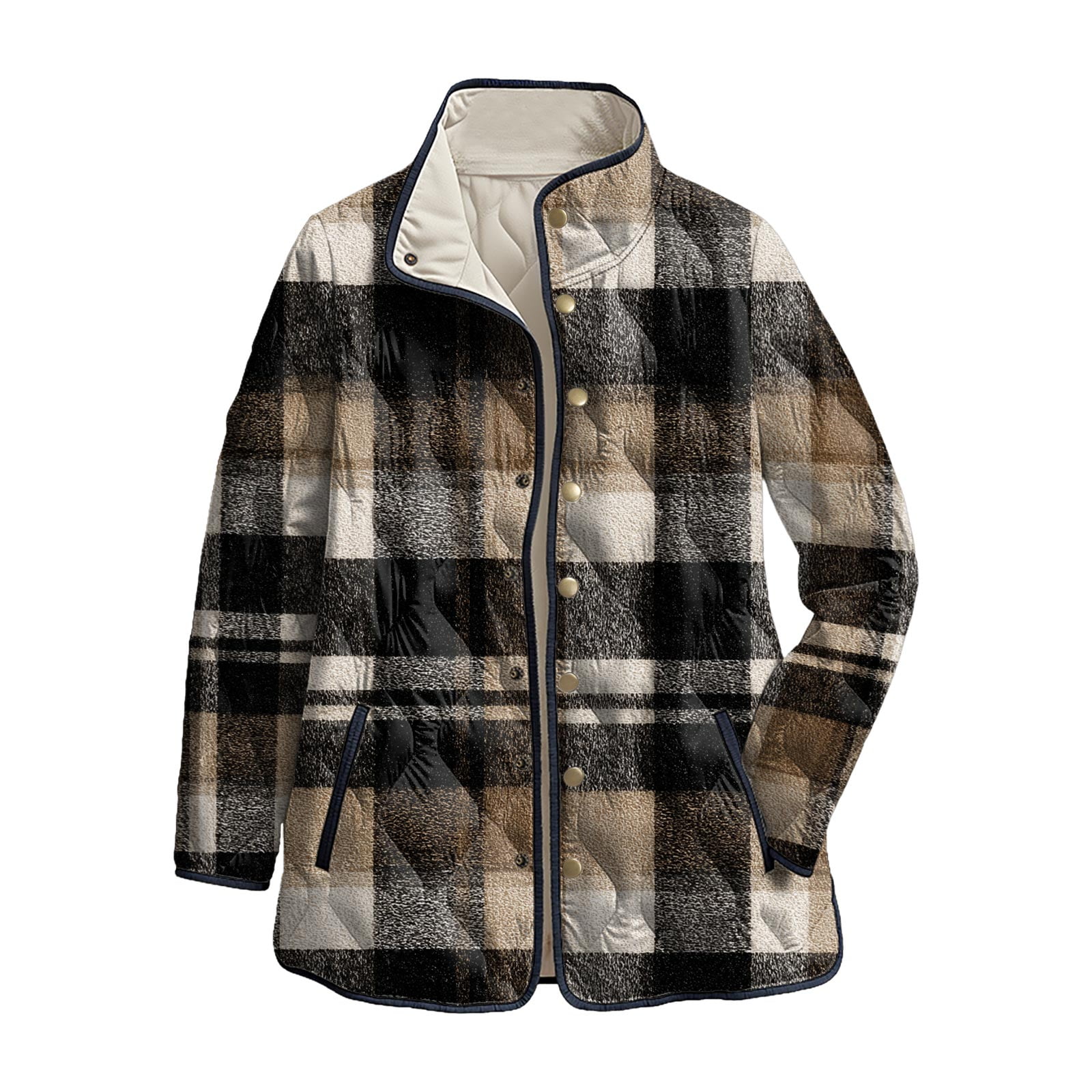 adviicd Women's Lightweight Quilted Puffer Jackets Button Down Stand ...