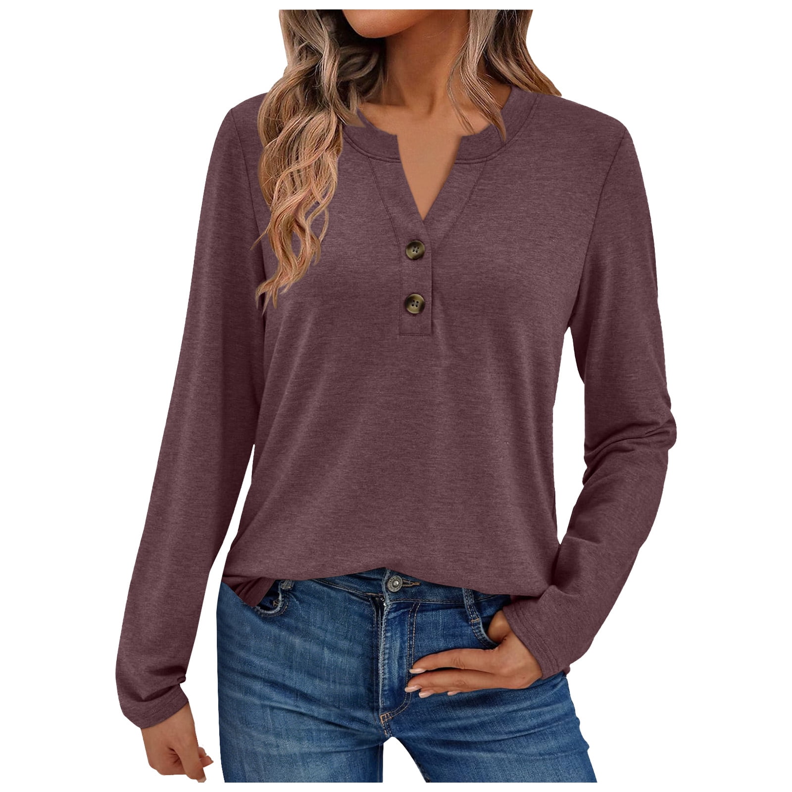 adviicd Women's Long Sleeve Shirts Fall Fashion Dressy Casual Tops ...