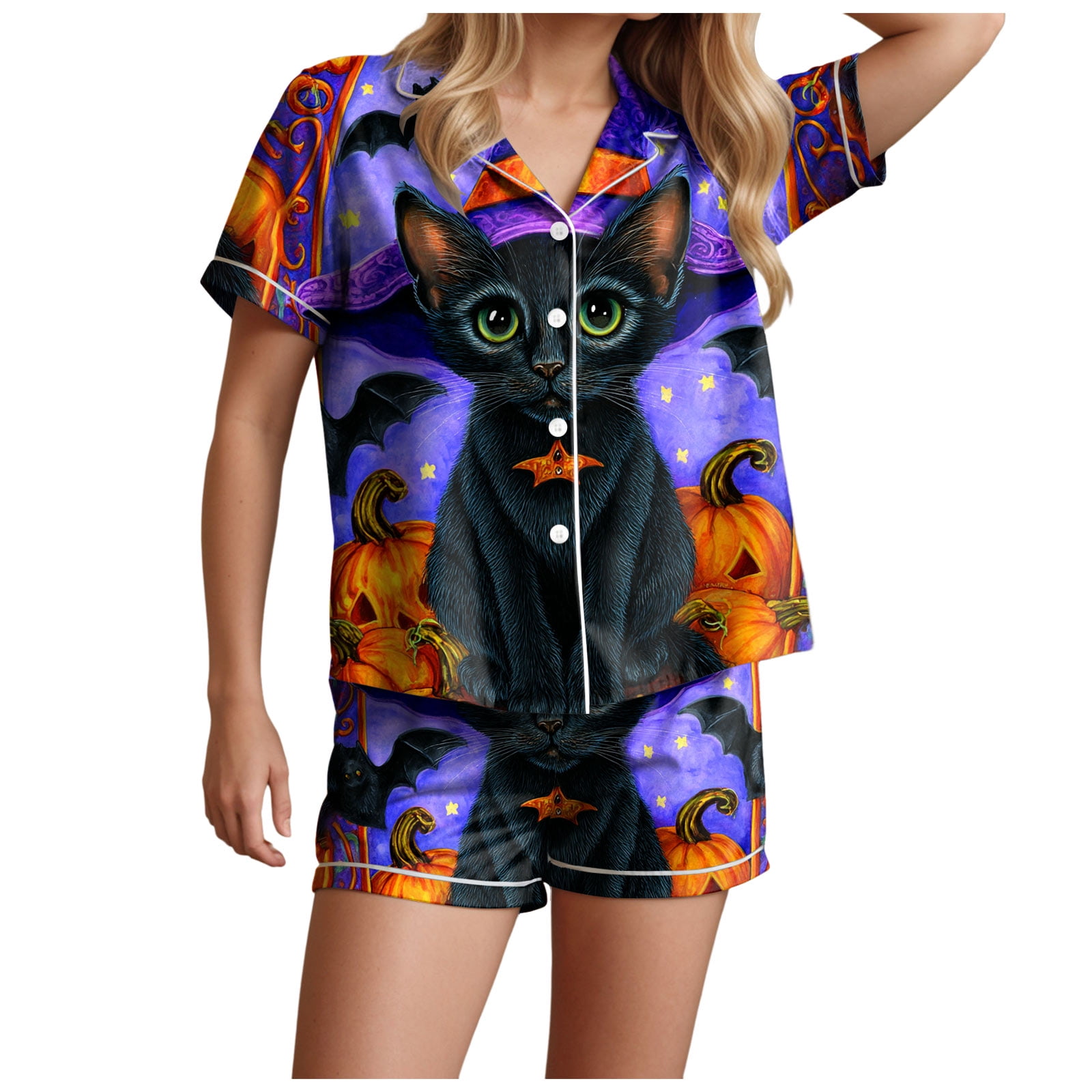 adviicd Women's Matching Halloween Pajamas - 2 Piece Ghost and Pumpkin ...