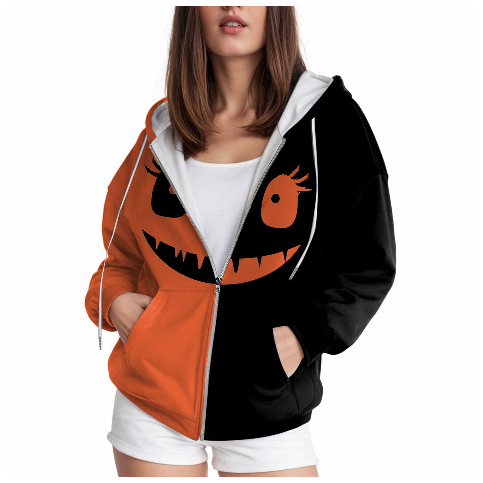 adviicd Women's Oversized Halloween Zip-Up Hoodie - Streetwear Style ...