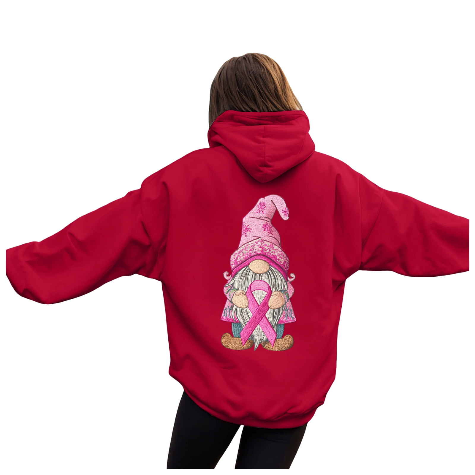 adviicd Women's Pink Ribbon Hoodie - October Awareness Month Pullover ...