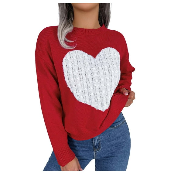 adviicd Women's Pullover Sweaters Long Sleeve Crew Neck Casual Front ...