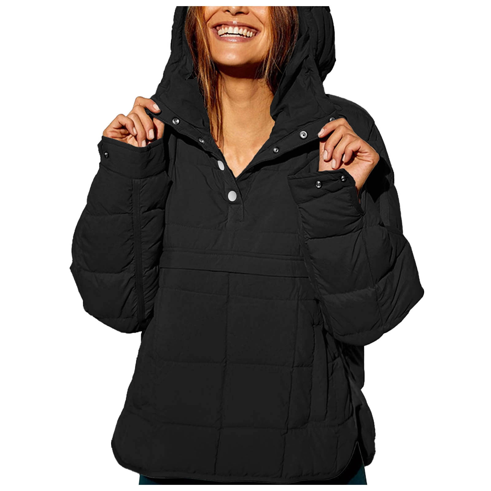 adviicd Women's Quilted Pullover Puffer Jacket Packable Hooded Oversize ...