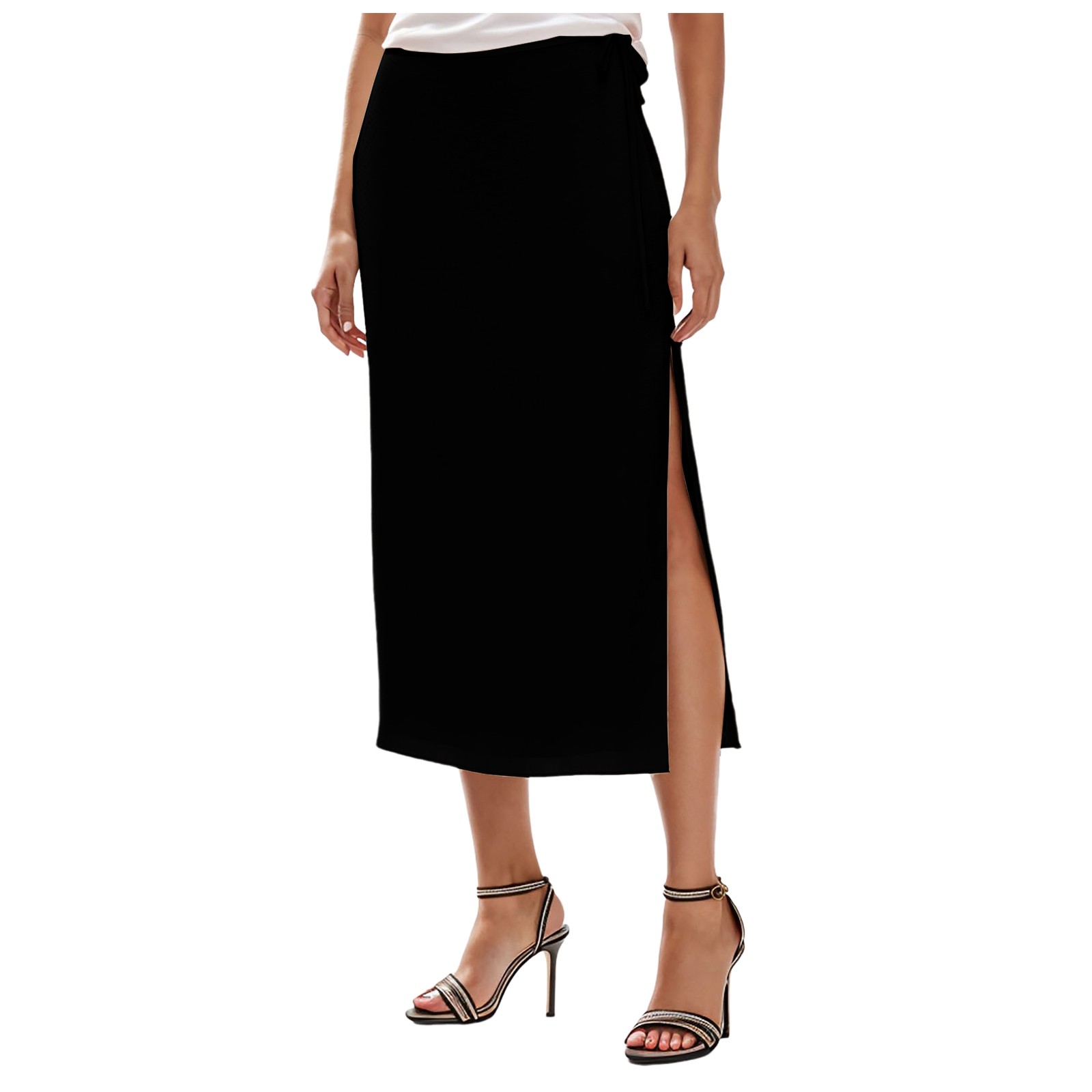 adviicd Women's Satin Long Skirt Drawstring Tie High Waisted Silky A ...