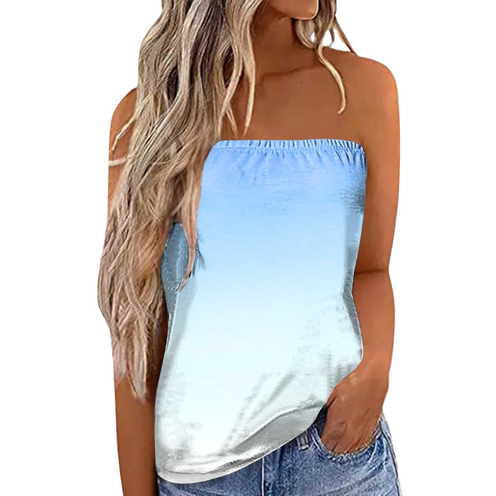 adviicd Women's Strapless Backless Tube Top Double Lined Sleeveless ...