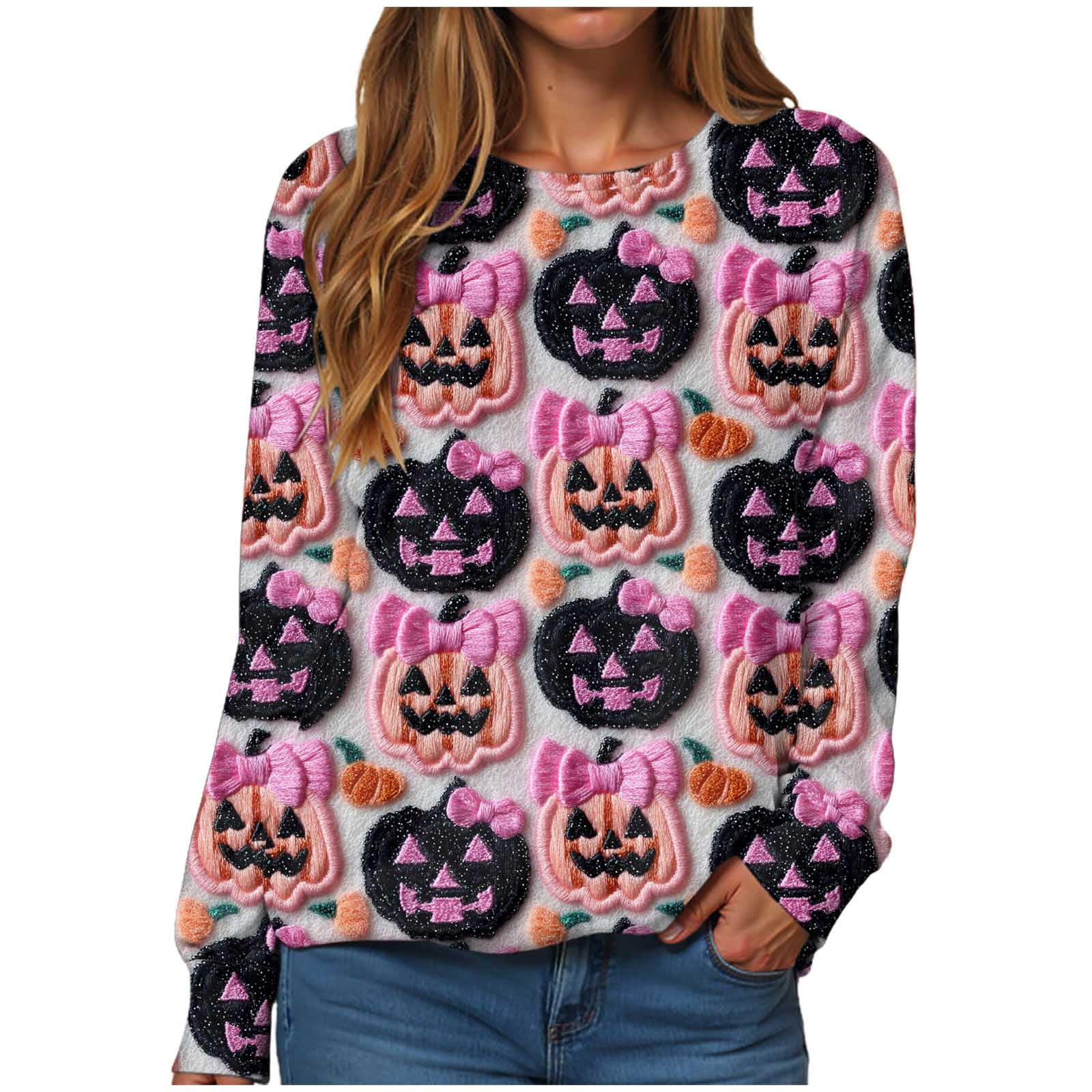 adviicd Women's Sweatshirt Halloween Pumpkin Pullover Spooky Graphic ...