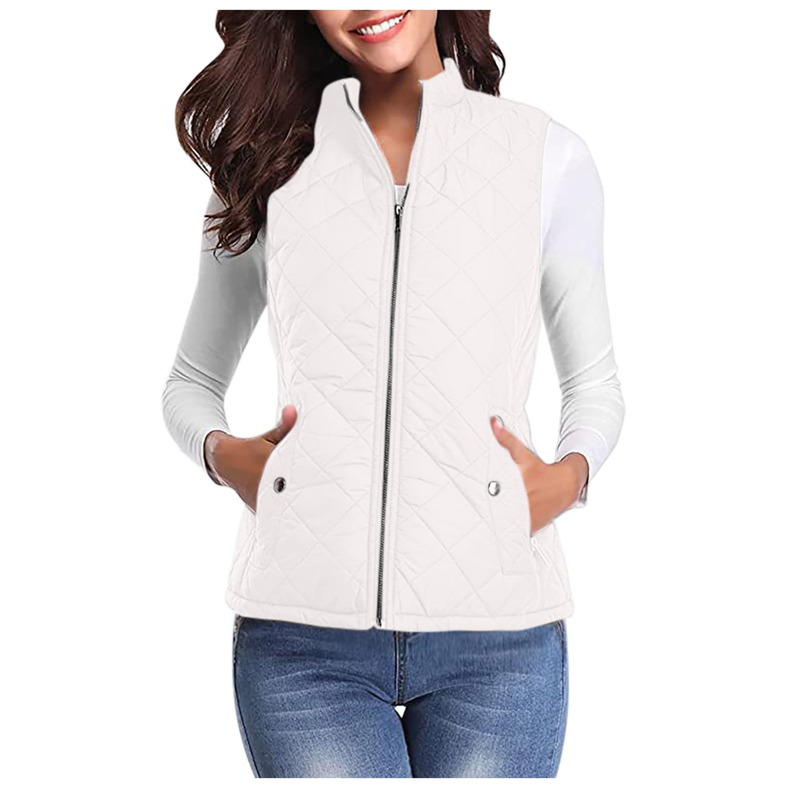 adviicd Women's Vest, Stand Collar Lightweight Zip Quilted Vest for ...