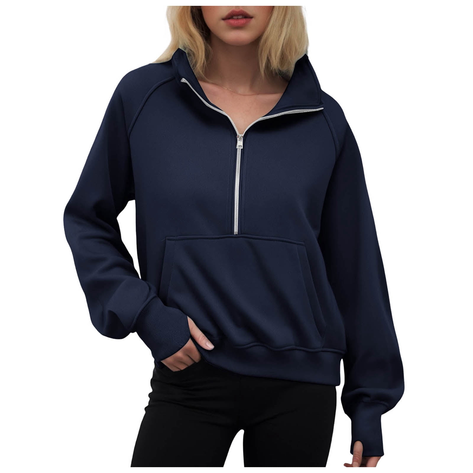 adviicd Womens Casual Sweatshirts Half Zip Cropped Pullover Fleece ...