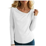 adviicd Womens Long Sleeve Wrap Ruched Tops Boat Neck Dressy Casual ...