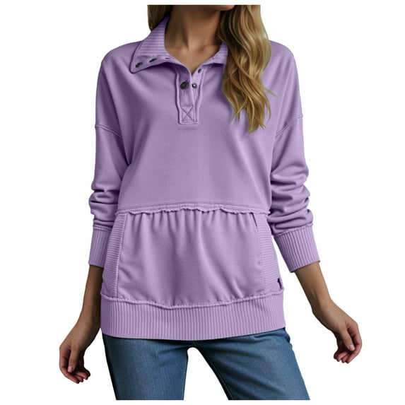 adviicd Womens Oversized Sweatshirts Button Neck Lightweight Tops ...