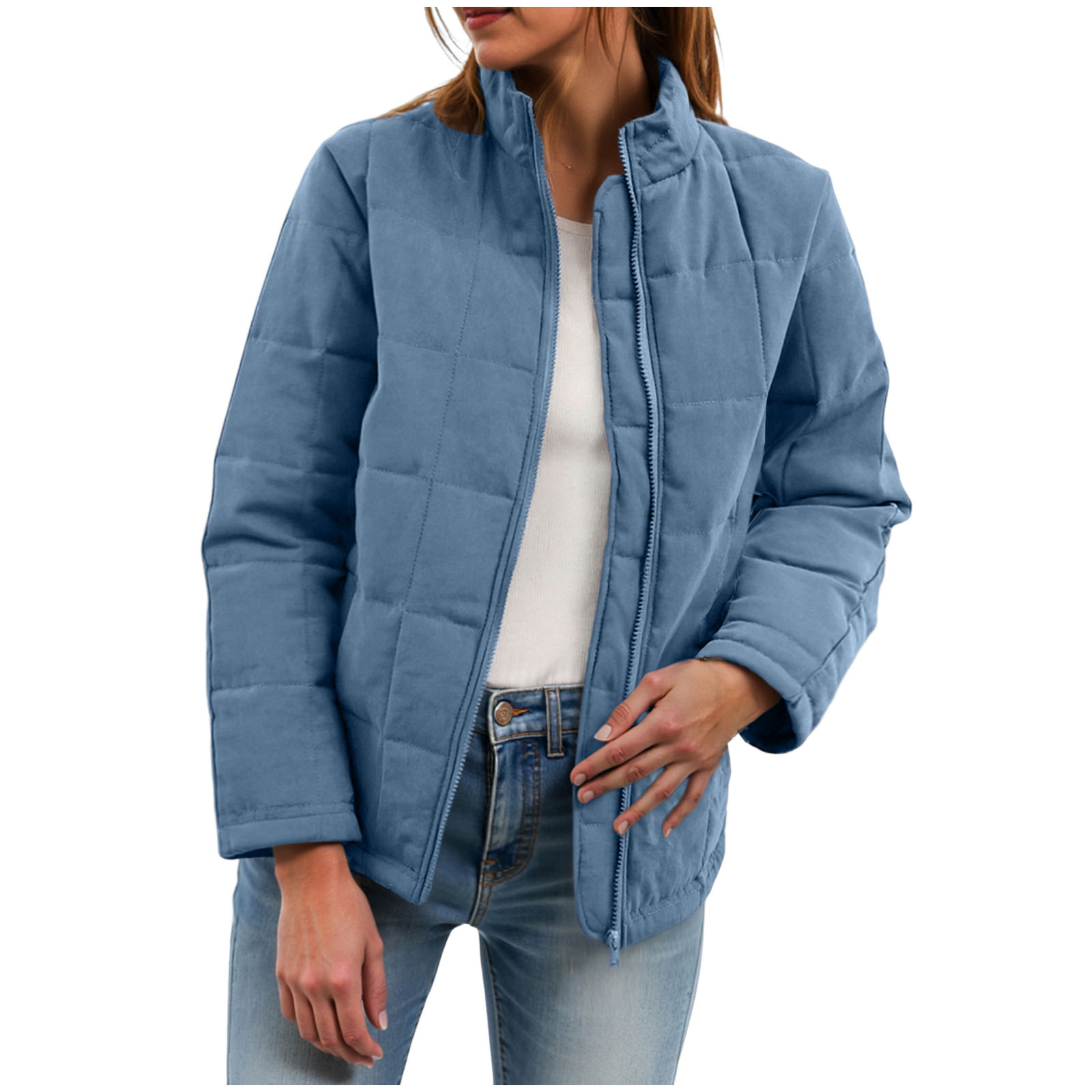 adviicd Womens Oversized Winter Long Sleeve Full-Zip Quilted ...