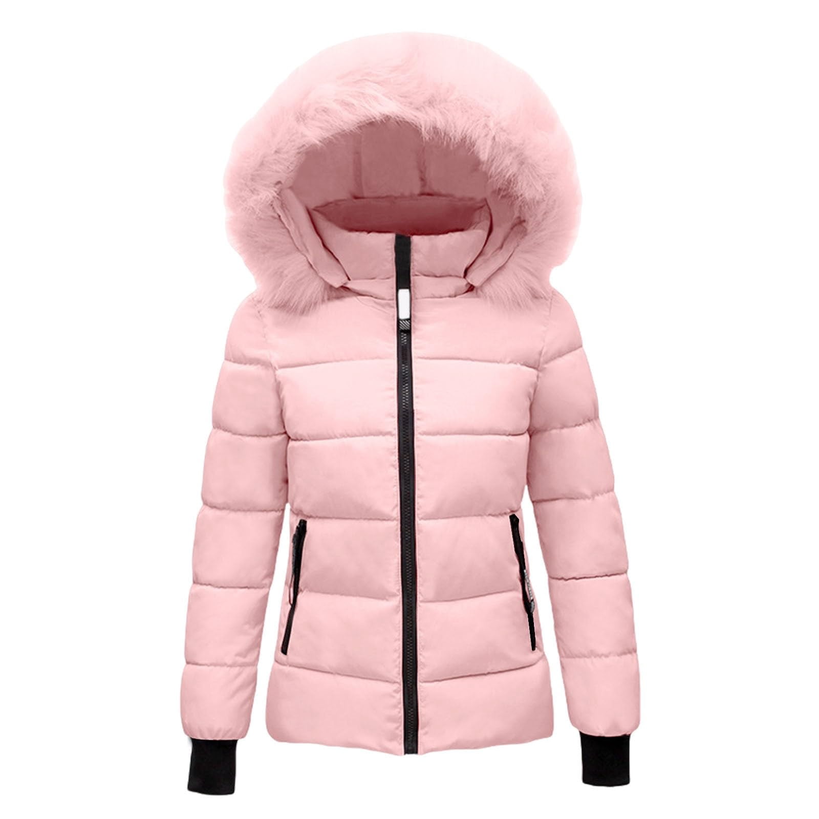 adviicd Womens Winter Coats Quilted Thicken Warm Puffer Jacket Faux Fur ...