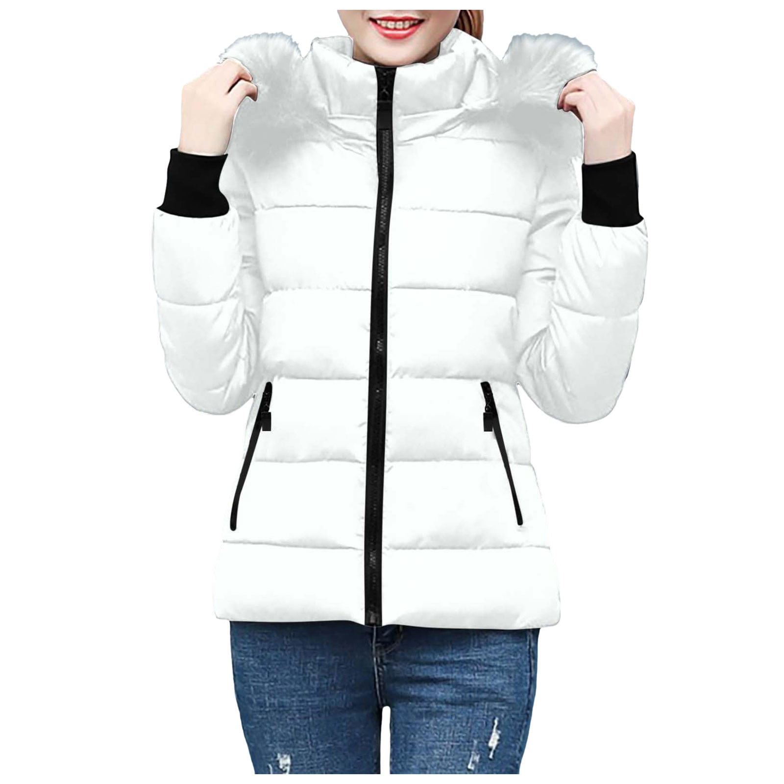 adviicd Womens Winter Coats Quilted Thicken Warm Puffer Ski Jacket Faux ...