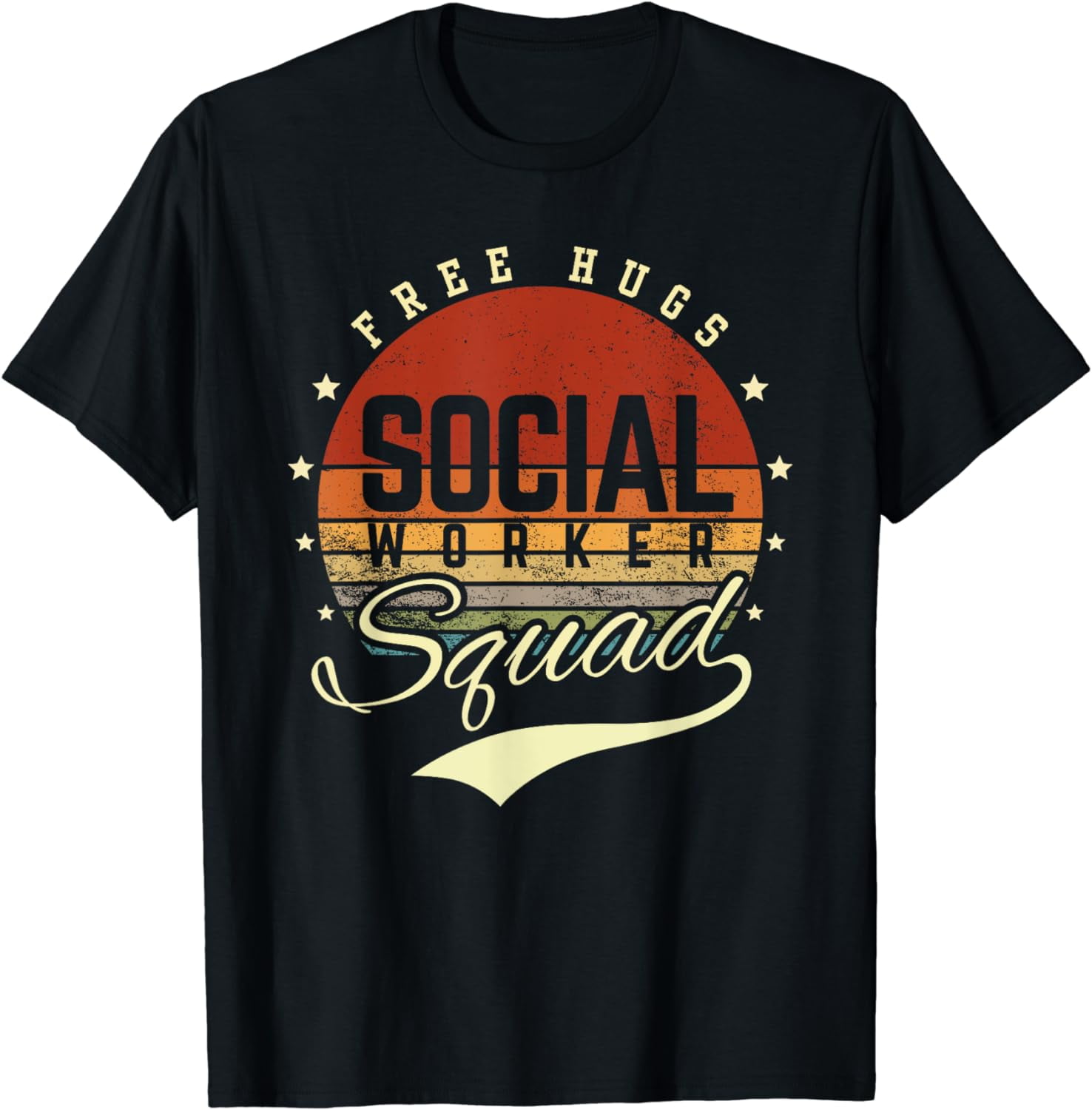 advocate support empower Free Hugs Retro Social Worker Squad T-Shirt ...