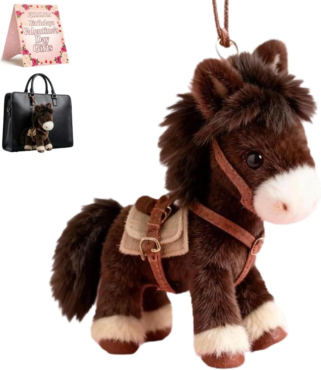 Plush Pony Bag Charm and Keychain, 2026 Cute Animals Key Ring Horse ...