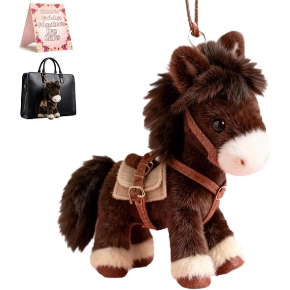 Plush Pony Bag Charm and Keychain, 2026 Cute Animals Key Ring Horse ...