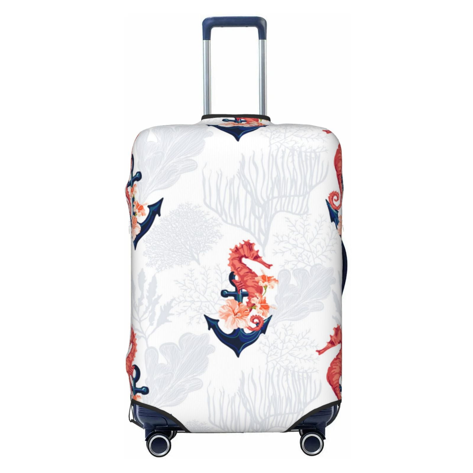 aesthetic anchor hibiscus seahorse grey Luggage Cover for Travel ...