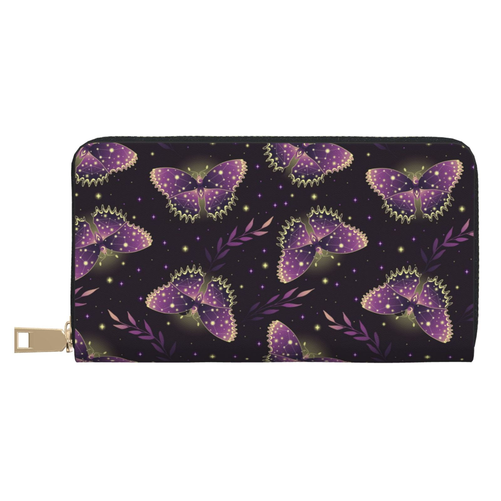 aesthetic starry sky Night butterfly Wallet Women, Leather Bifold Multi ...