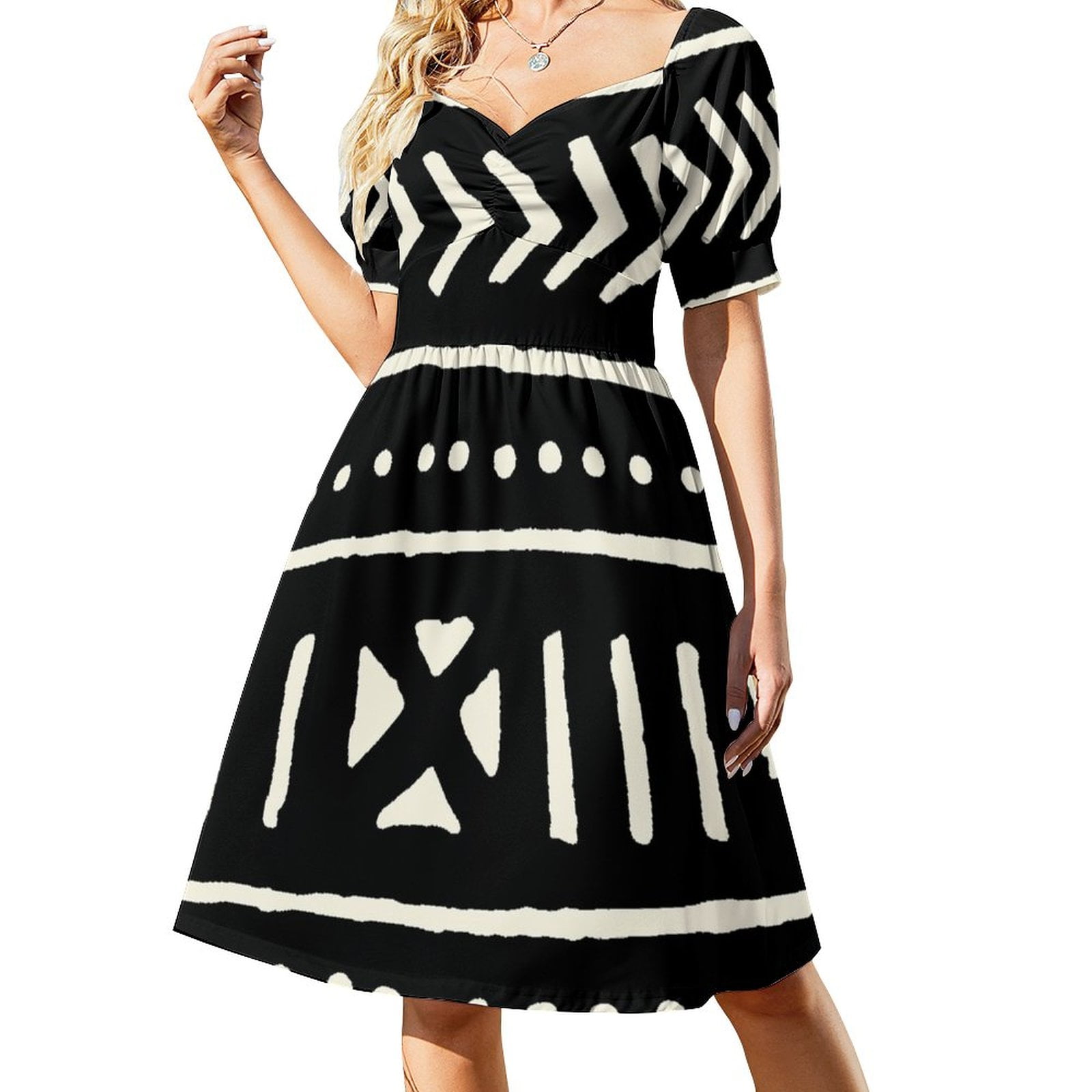african mud cloth black and white Sleeveless Dress women dresses women ...