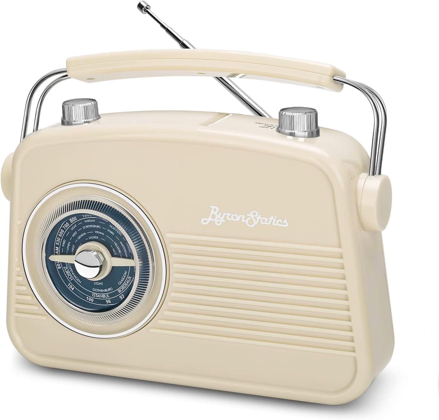 Ahiya Portable Retro Radio, AM/FM, Large Dial, Strong Reception, Cream ...