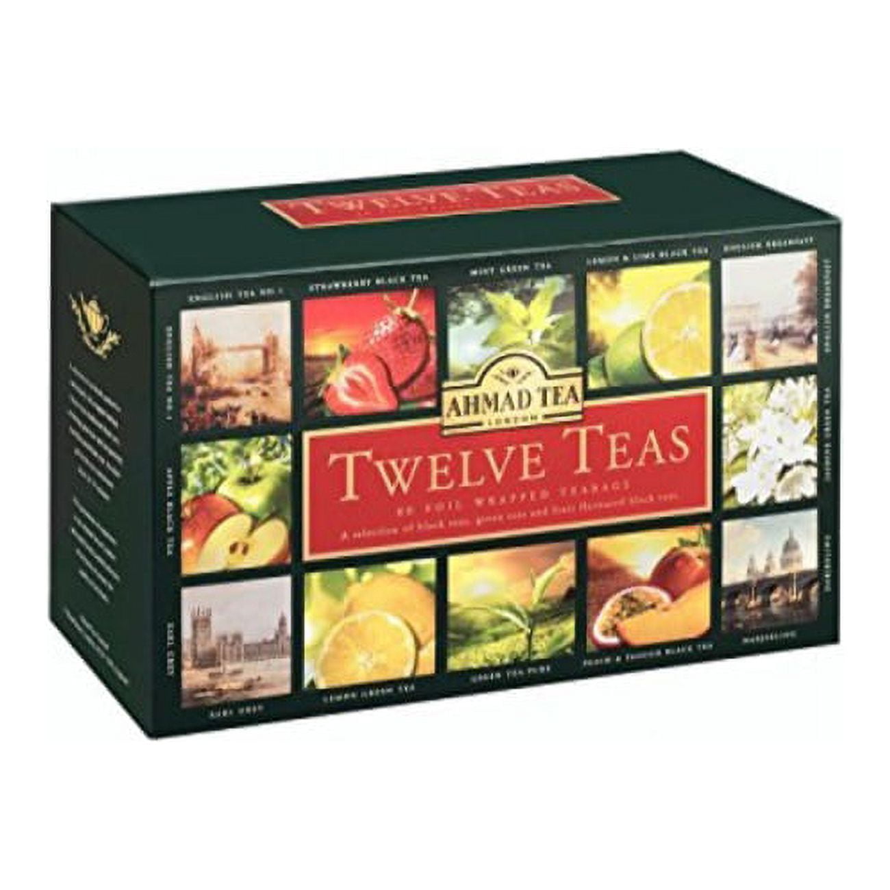 ahmad tea twelve teas variety gift box, 60 foil enveloped teabags ...