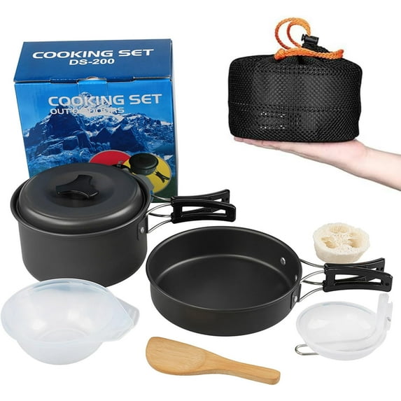 aiGear Camping Cookware Mess Kit, Non-Stick Camping Pan Pot Kettle ...