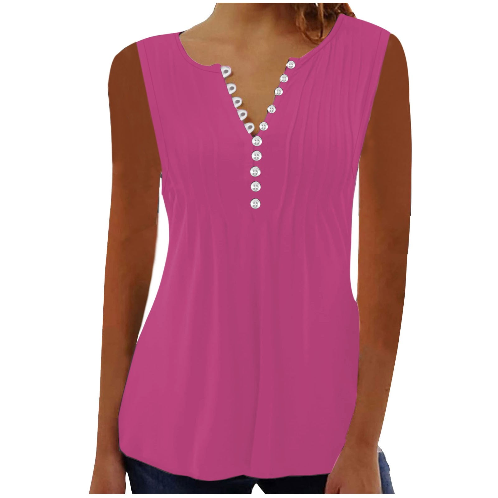 aidice Cotton Tank Tops for Women Sleevless Button Tanks Summer ...
