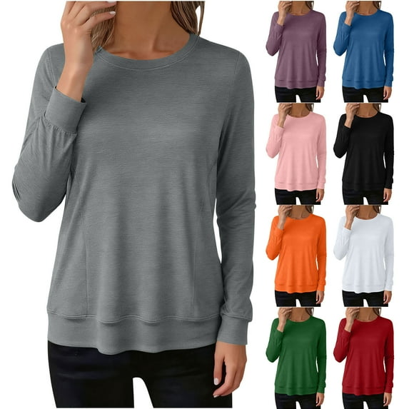 aidice Crewneck Sweatshirt for Women Long Sleeve Tops Lightweight ...